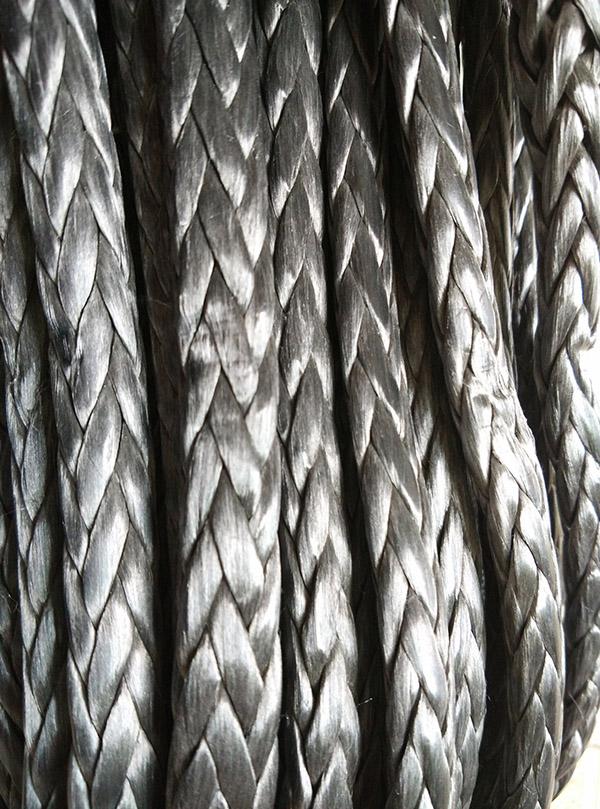 14mm X 30 Meters Synthetic Rope , High Strength Black Braided Winch Rope
